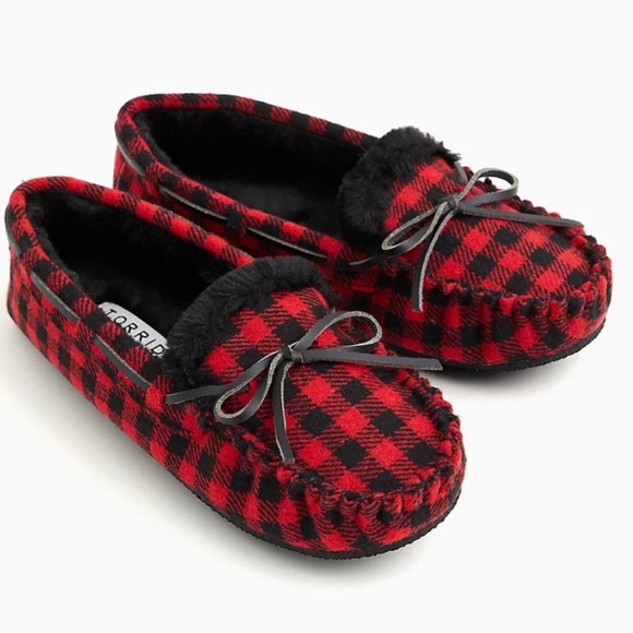 torrid | Shoes | Torrid Red And Black Plaid Furry Slippers | Poshmark